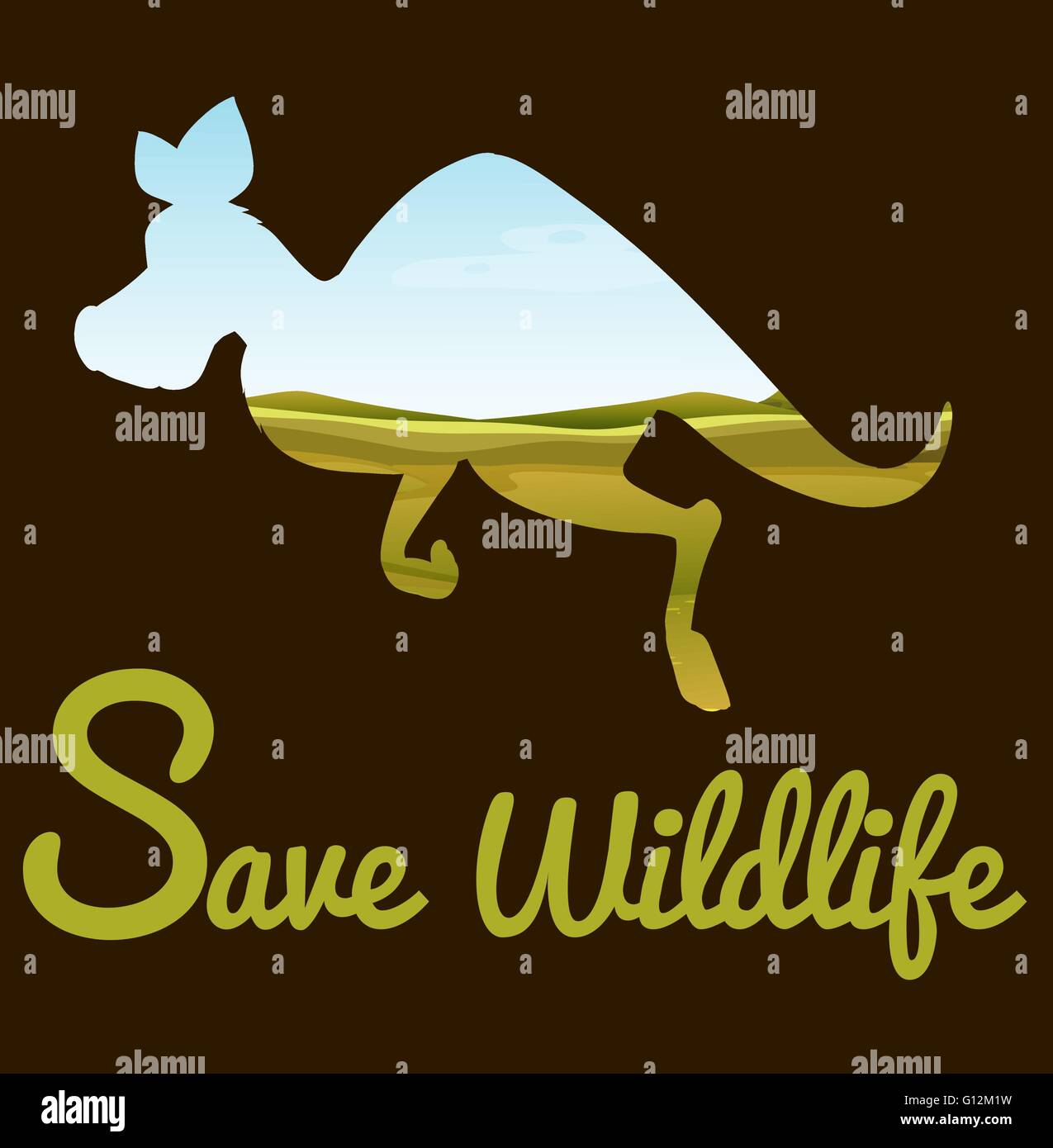 Save wildlife theme with kangaroo illustration Stock Vector Image & Art ...