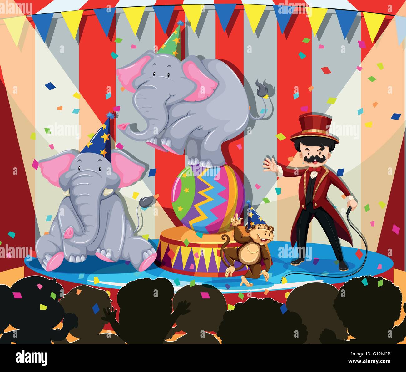 Cartoon animal circus circus tent hi-res stock photography and images ...