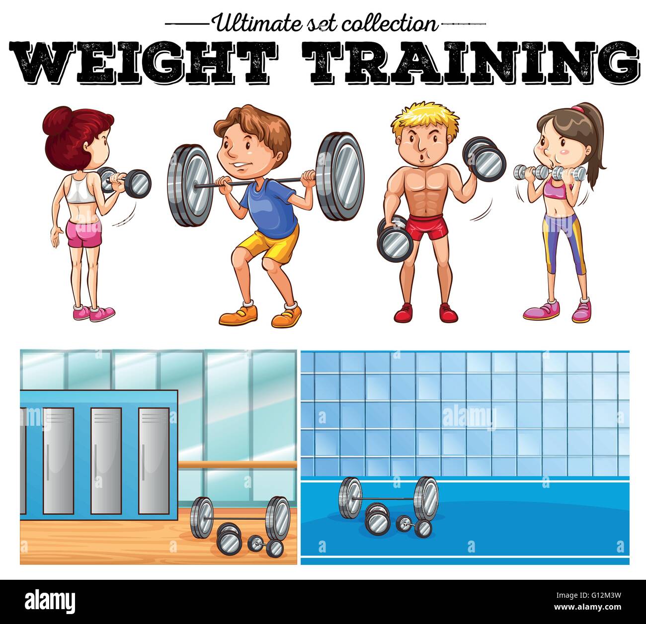 Group of people working out gym Stock Vector Images - Alamy