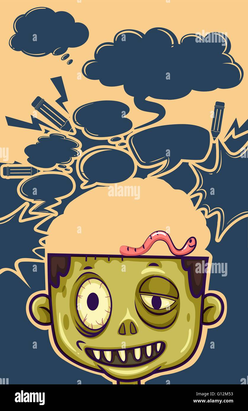Zombie with worm on his head illustration Stock Vector Image & Art - Alamy