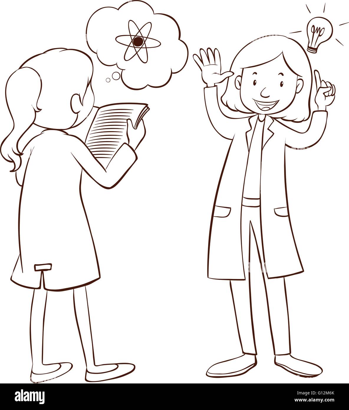 Two scientists talking to each other illustration Stock Vector Image ...