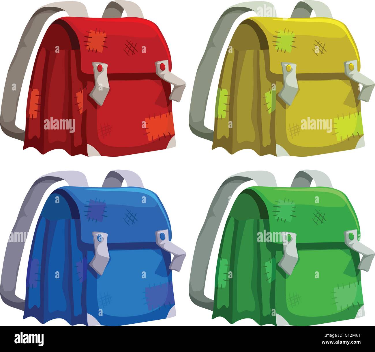 Old schoolbags in four colors illustration Stock Vector Image & Art - Alamy