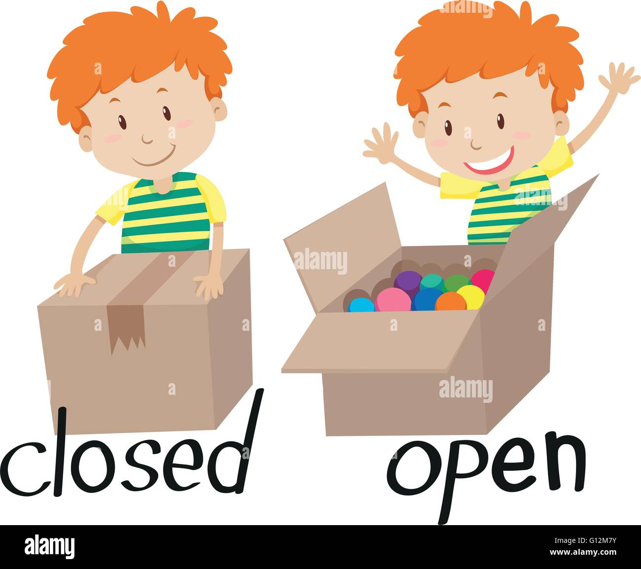Opposite adjective closed and opened illustration Stock Vector Image ...