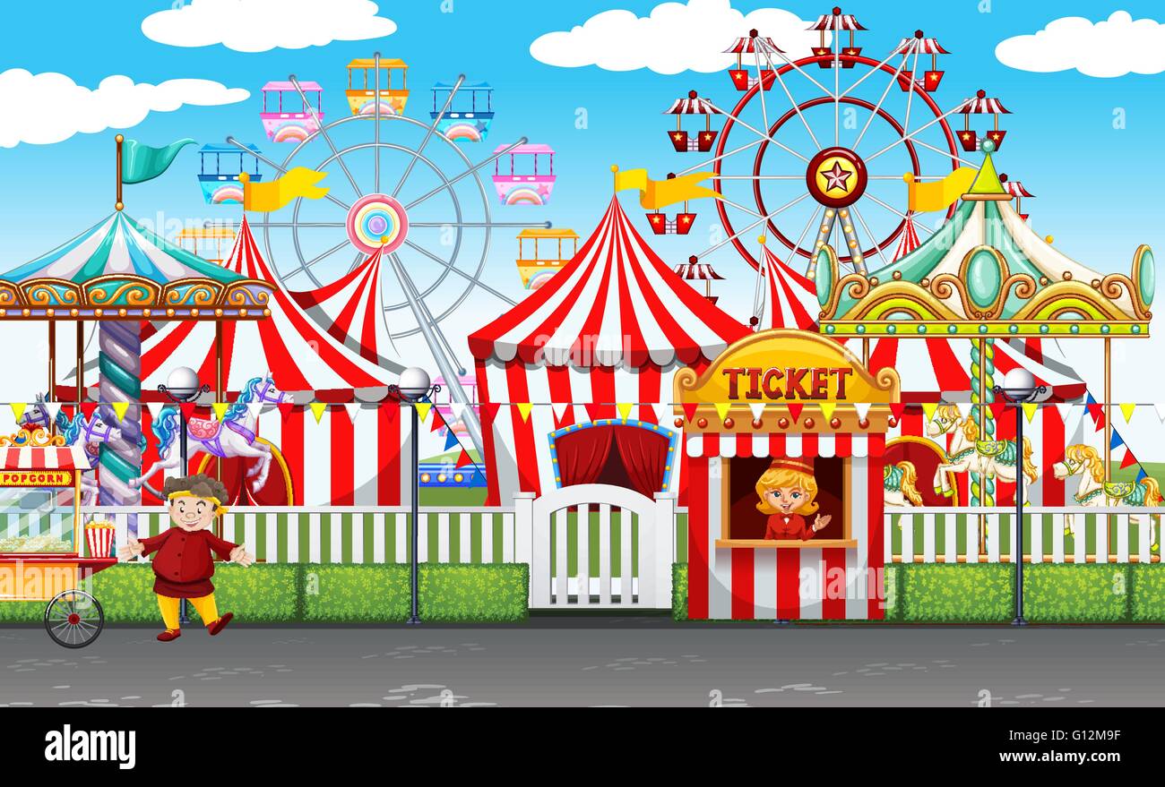Carnival amusement rides Stock Vector Images - Alamy