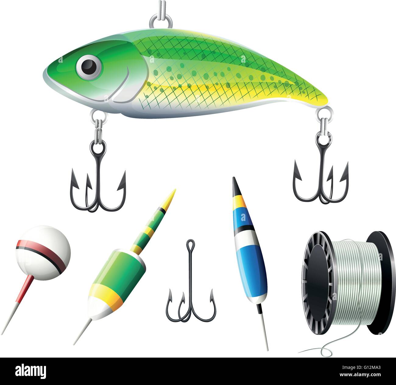 Different kind of fishing equipments illustration Stock Vector Image ...