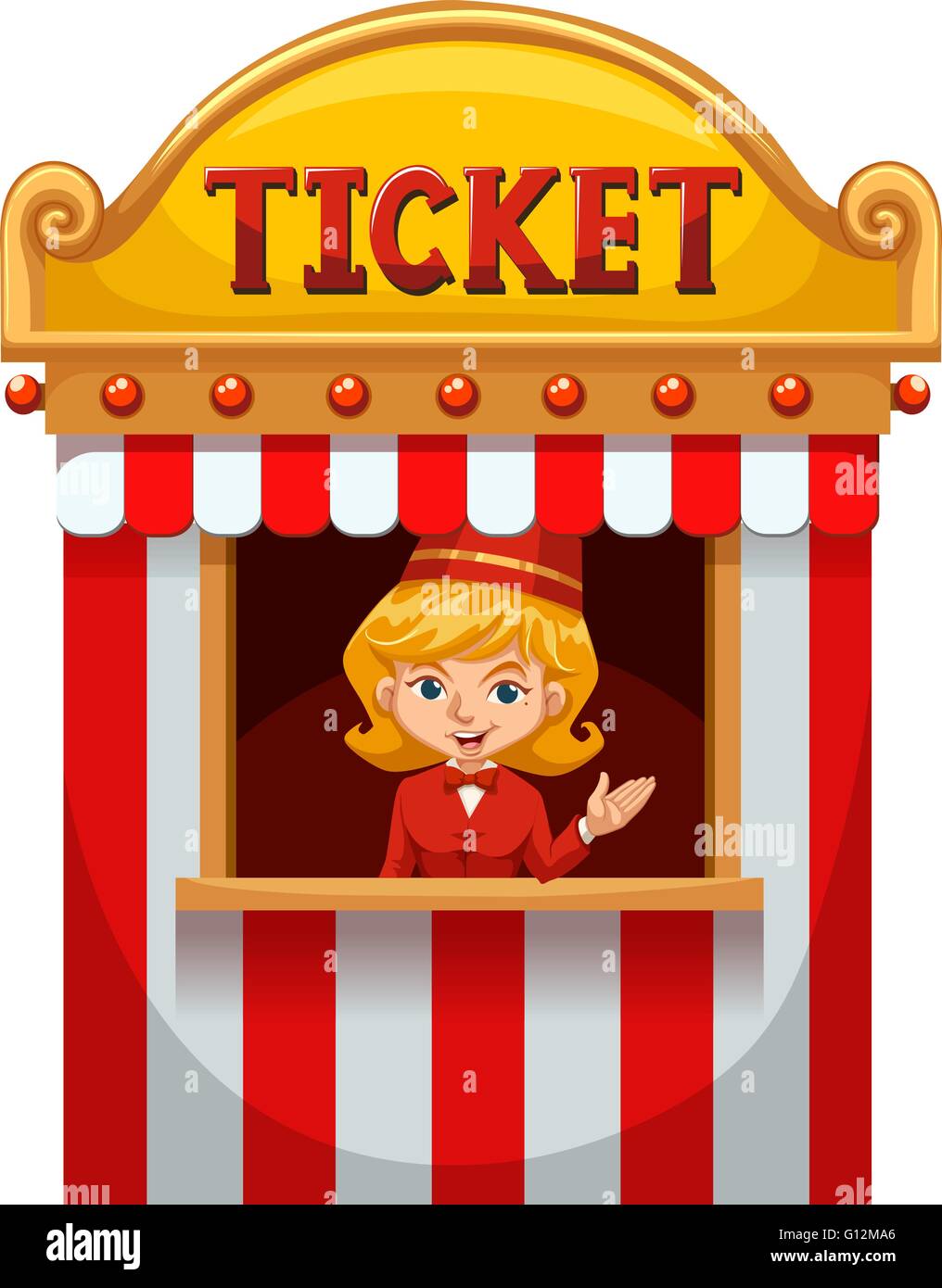 Woman selling ticket at the booth illustration Stock Vector Image & Art - Alamy