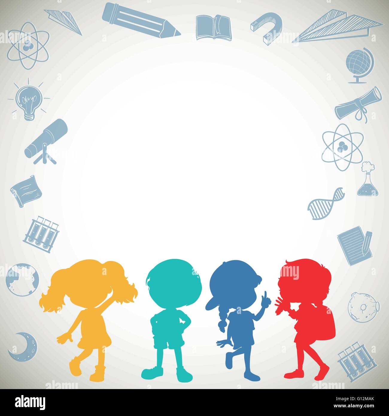 Border design with children and school icons illustration Stock Vector ...