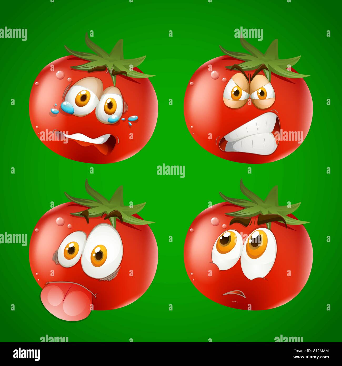 Fresh tomato with facial expression illustration Stock Vector Image ...