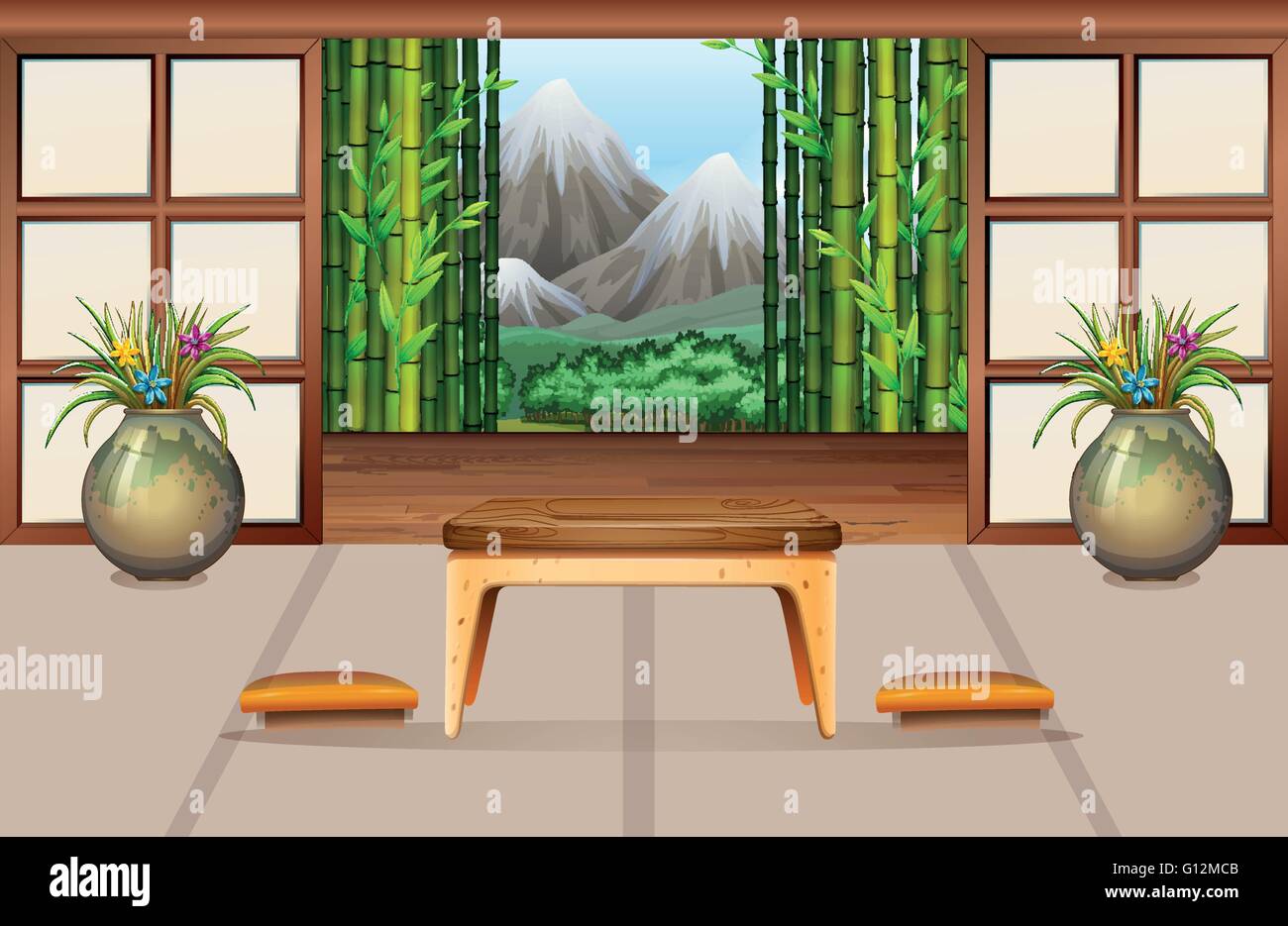 Interior japanese room in Stock Vector Images - Alamy