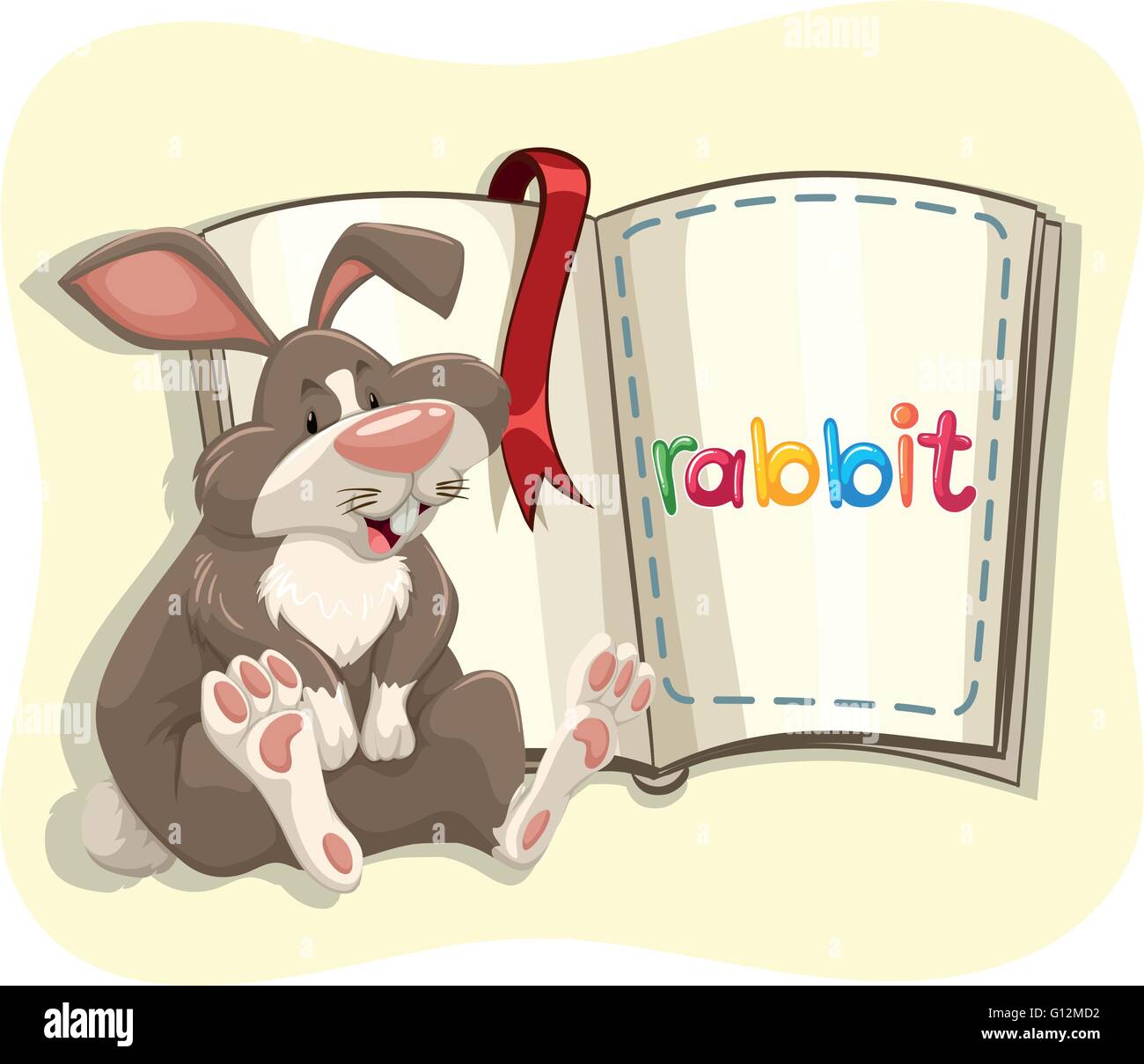 Cute rabbit and a book illustration Stock Vector Image & Art - Alamy