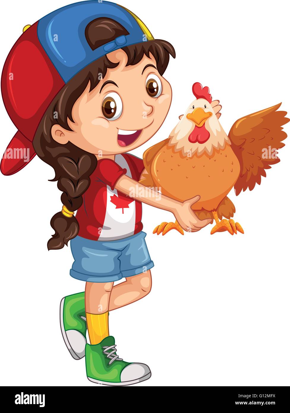 Little girl holding a chicken illustration Stock Vector Image & Art - Alamy
