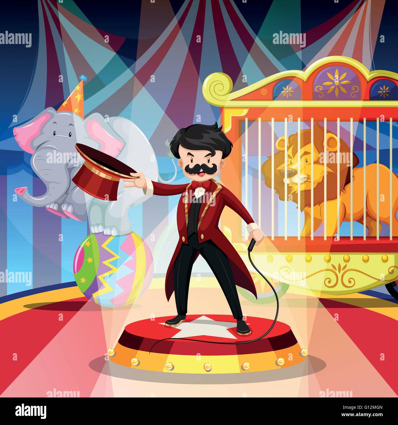 Ring master and animal show illustration Stock Vector Image & Art - Alamy