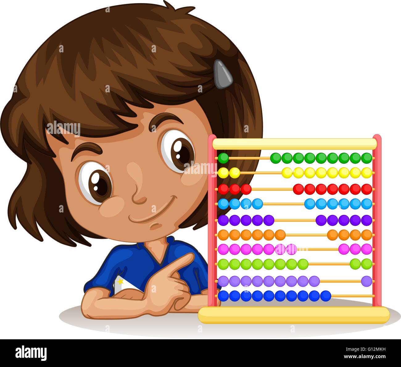 Little girl using abacus to count illustration Stock Vector Image & Art ...