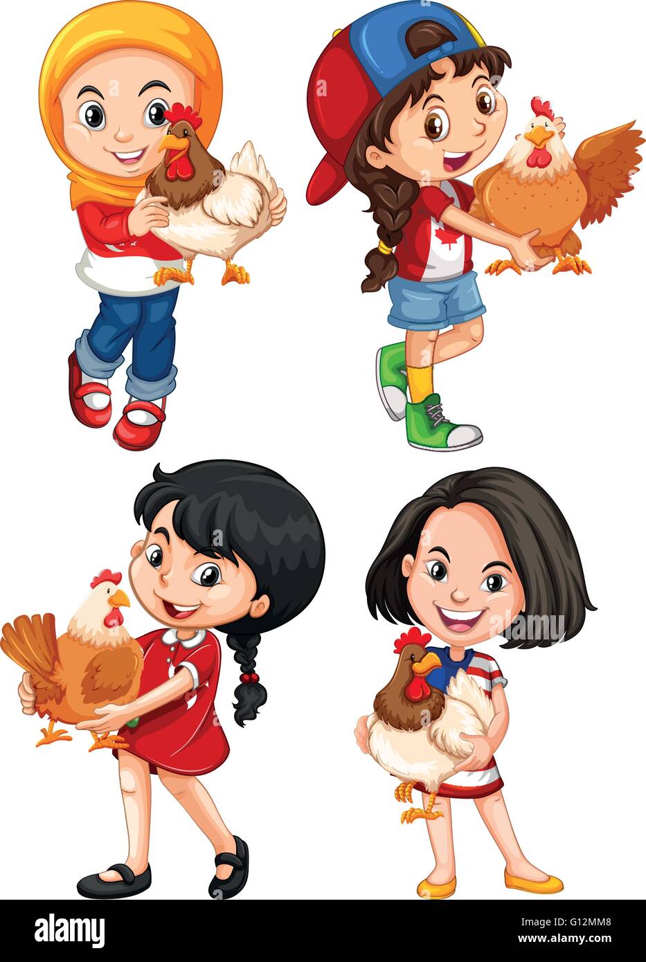 Smiling girls hugging Stock Vector Images - Alamy