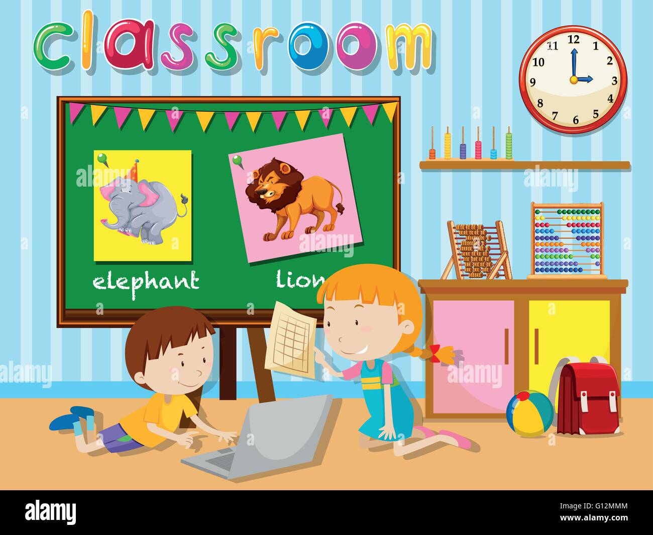 Children learning in the classroom illustration Stock Vector Image ...