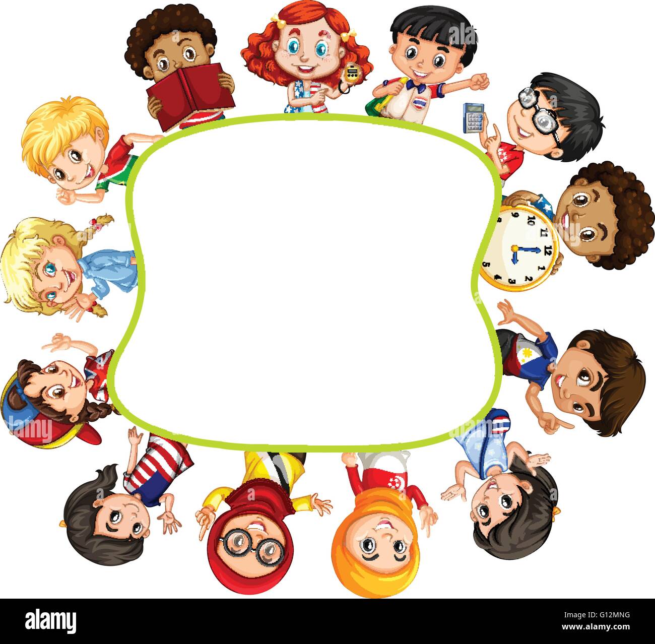 Border design with boys and girls illustration Stock Vector Image & Art ...