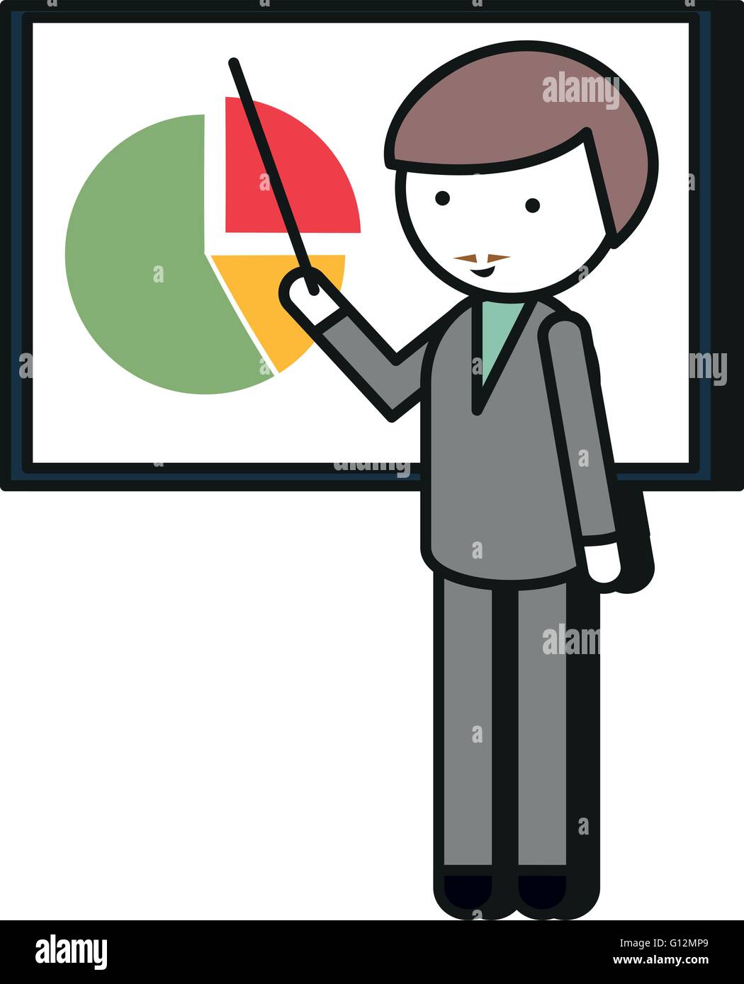 Man pointing at the pie chart illustration Stock Vector Image & Art - Alamy