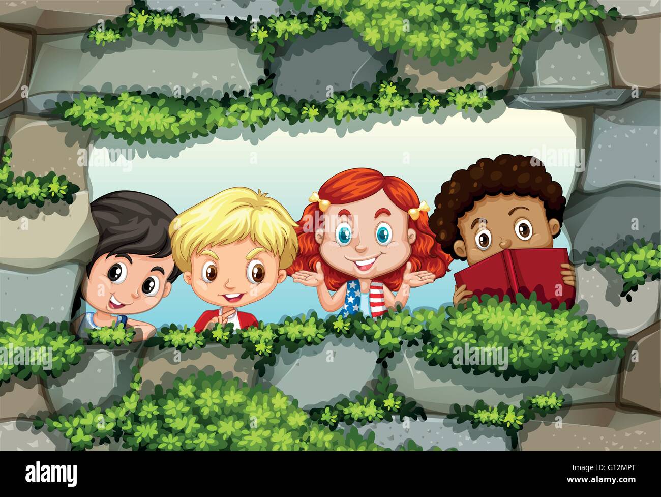 Child behind girl Stock Vector Images - Alamy