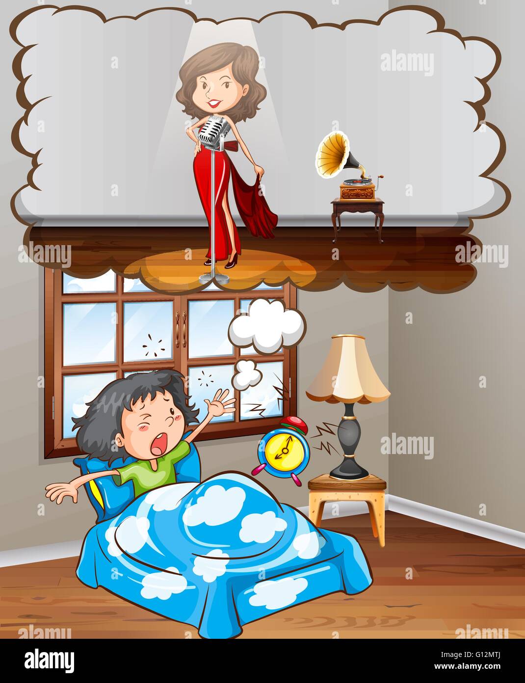 Girl dreaming of being a star illustration Stock Vector Image & Art - Alamy