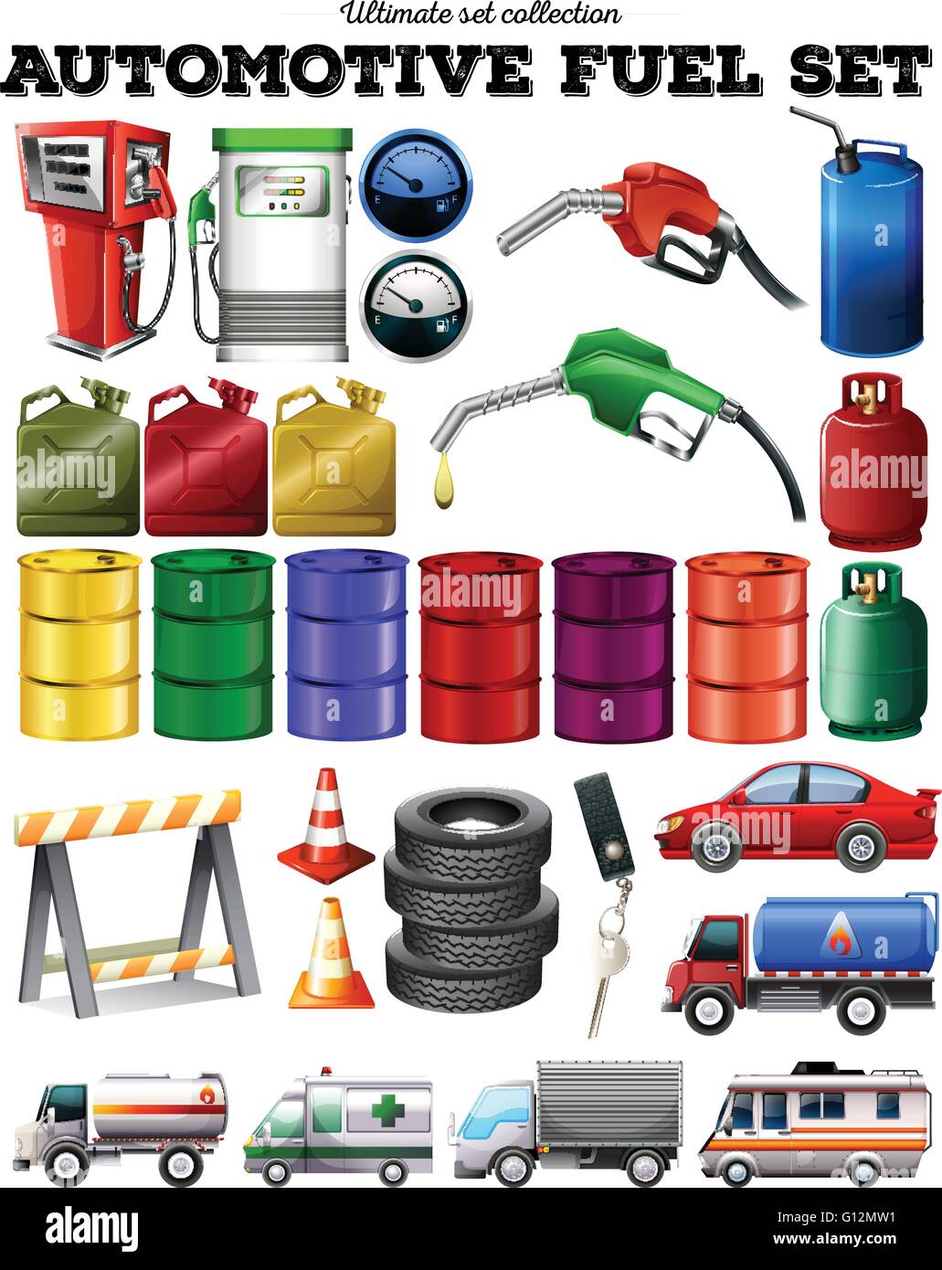 Different transportation and petrol illustration Stock Vector Image ...