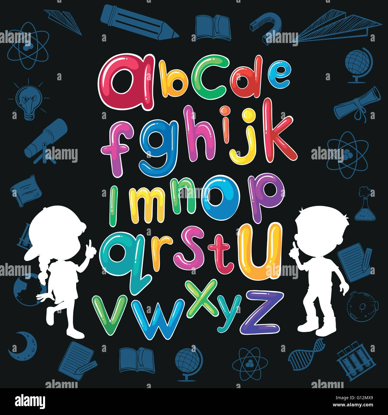 Children and English alphabet illustration Stock Vector Image & Art - Alamy