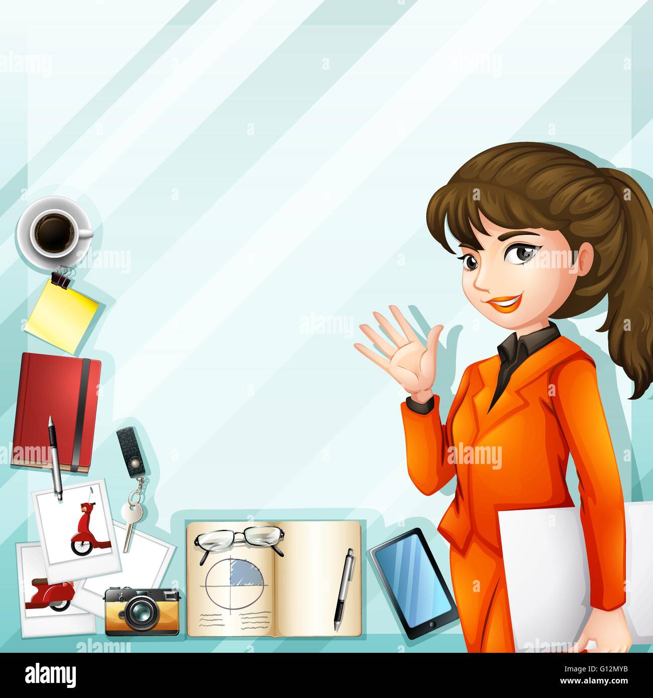 Office worker and other accessories illustration Stock Vector Image ...