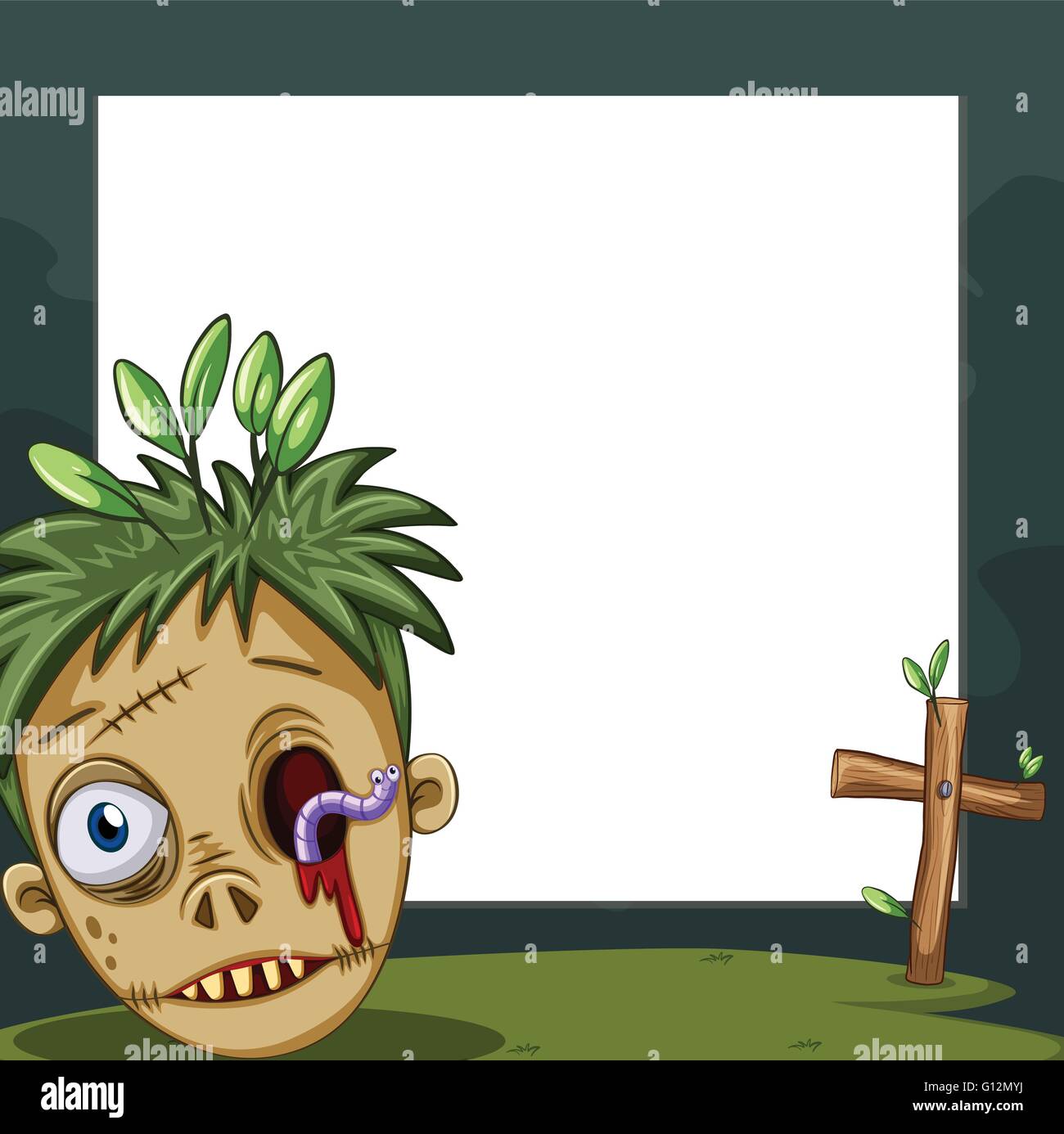 Border design with zombie head illustration Stock Vector Image & Art ...