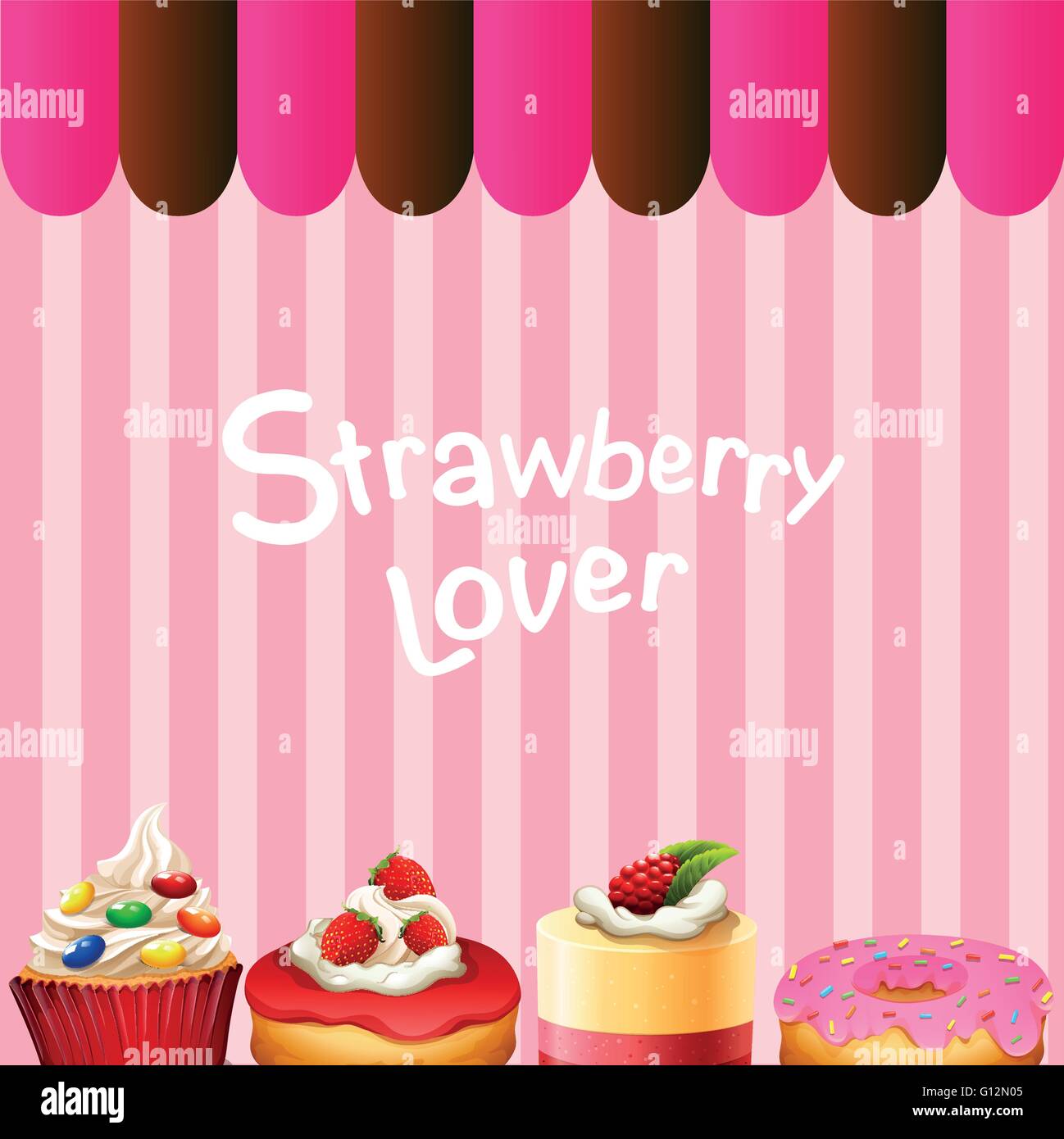 Different kind of dessert strawberry flavor illustration Stock Vector ...