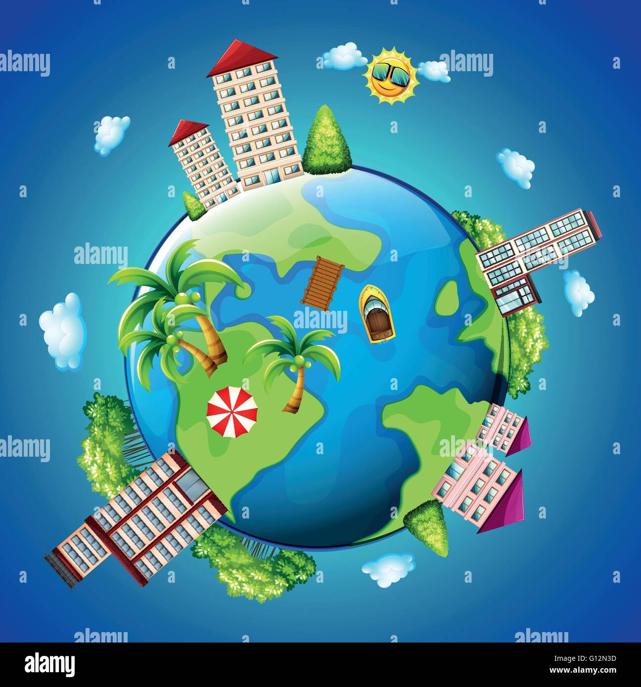 Buildings around the world illustration Stock Vector Image & Art - Alamy