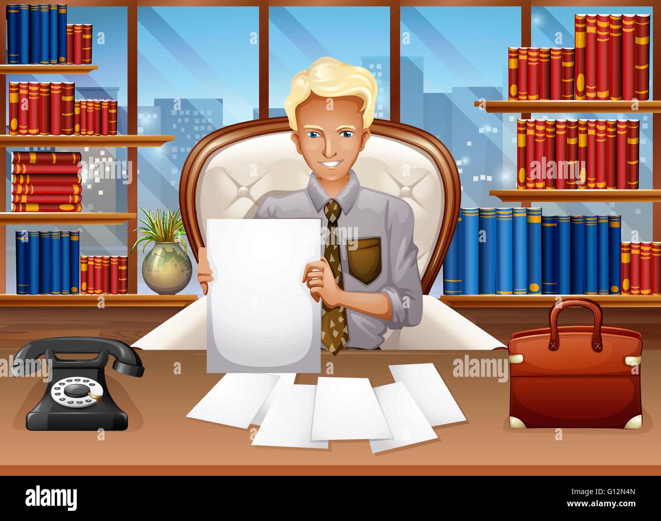 Businessman sorting out files illustration Stock Vector Image & Art - Alamy