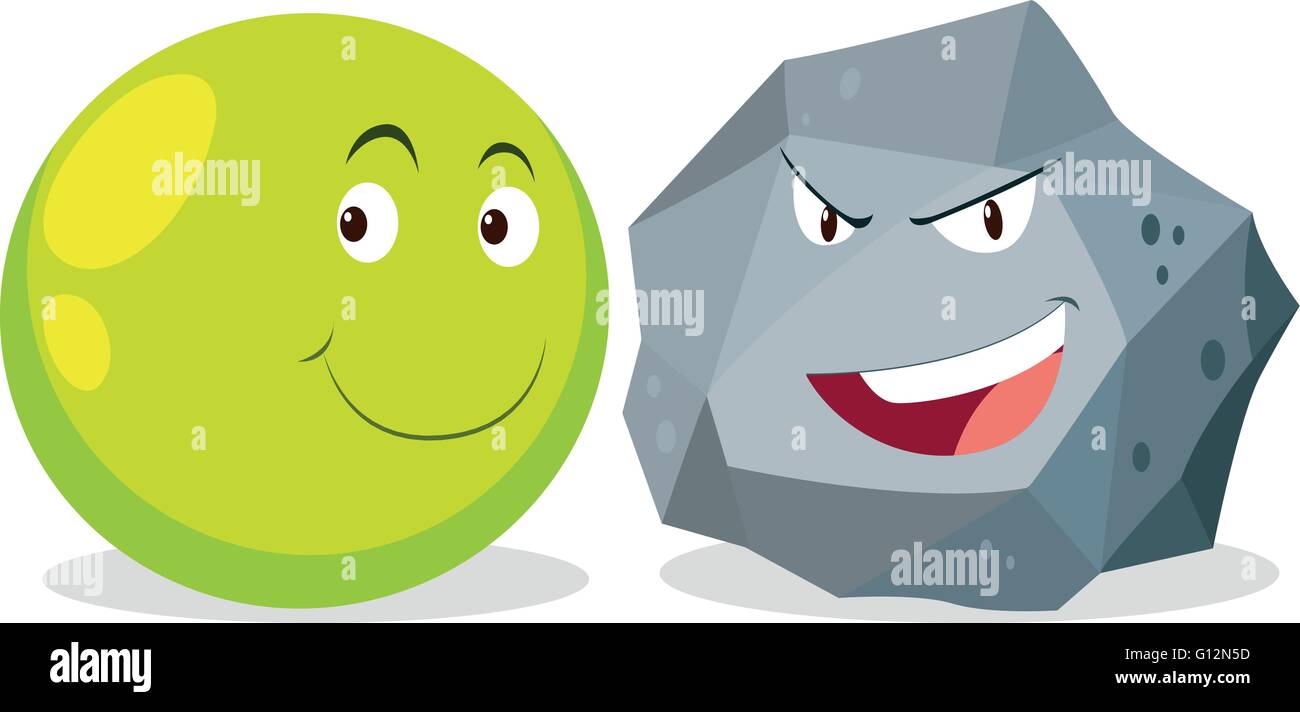 Ball and rock with facial expression illustration Stock Vector Image ...