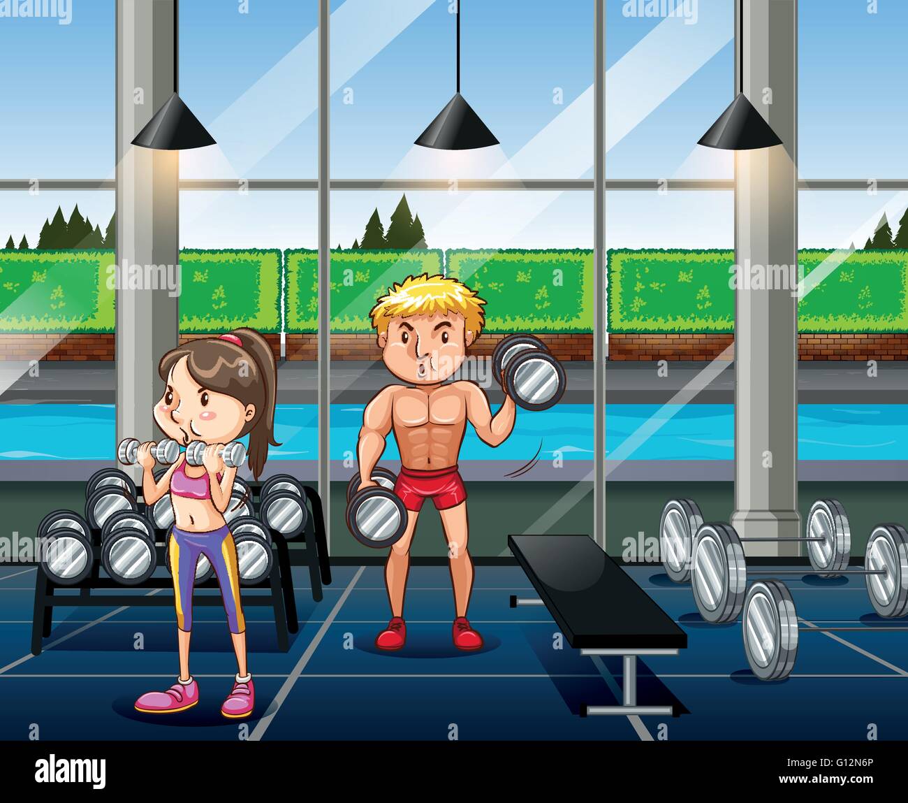 Man woman exercising on Stock Vector Images - Alamy