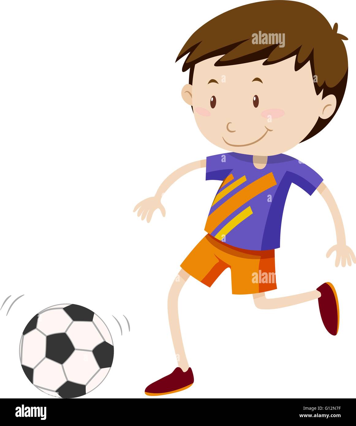 Little Boy Kicking Ball Stock Vector Images - Alamy