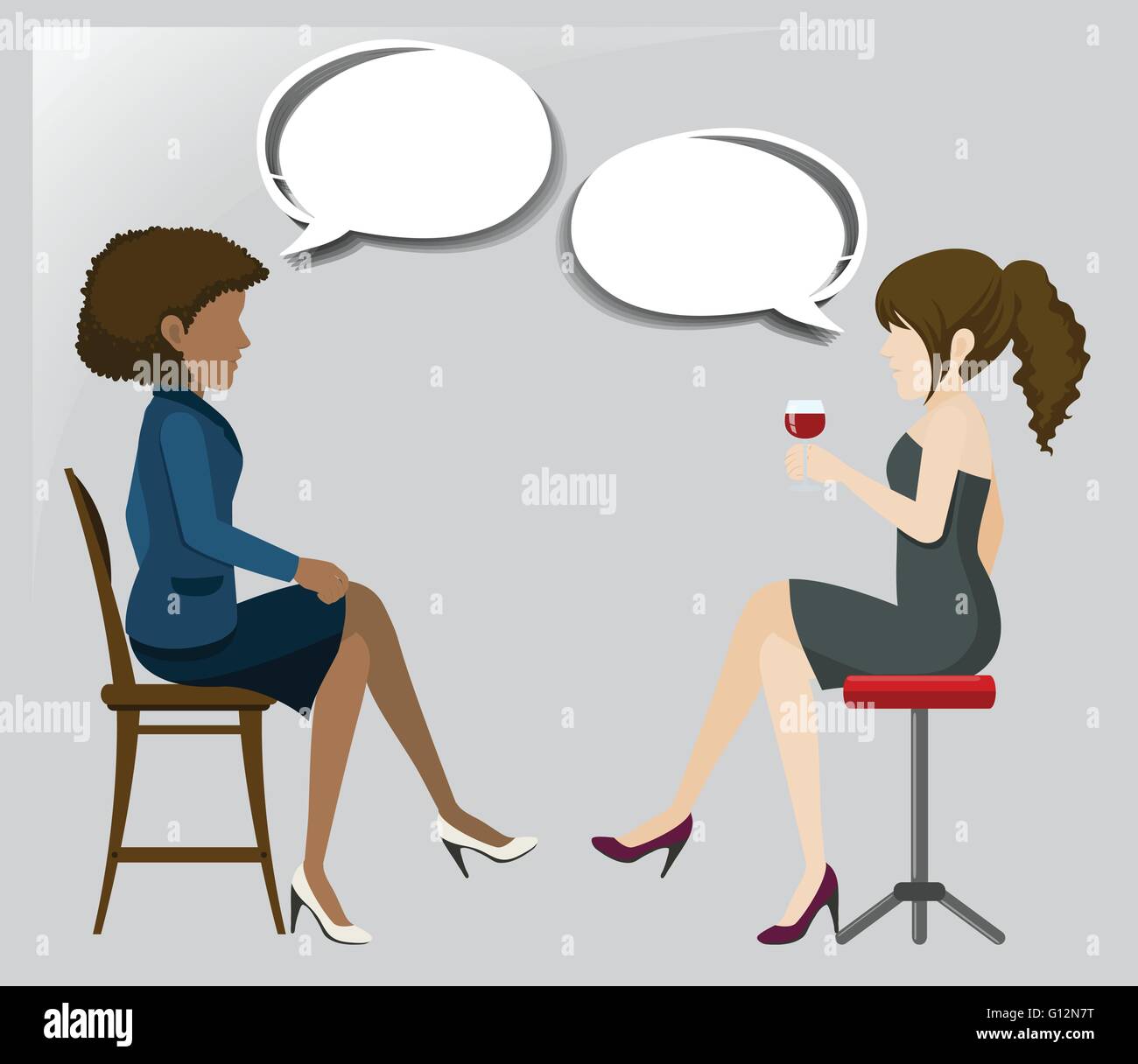 Women on the chairs talking illustration Stock Vector Image & Art - Alamy