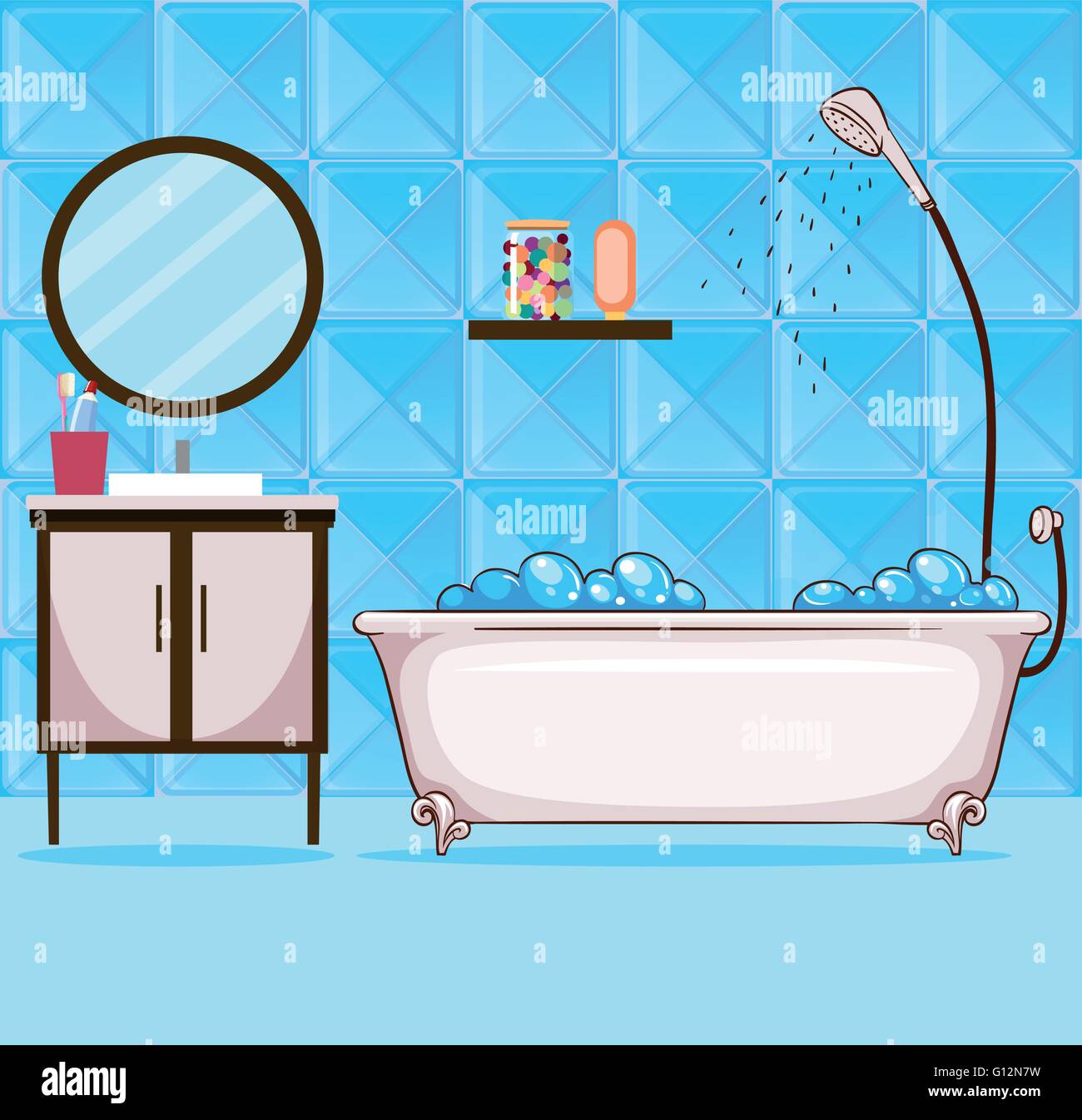 Bathroom with bathtub and shower illustration Stock Vector Image & Art ...