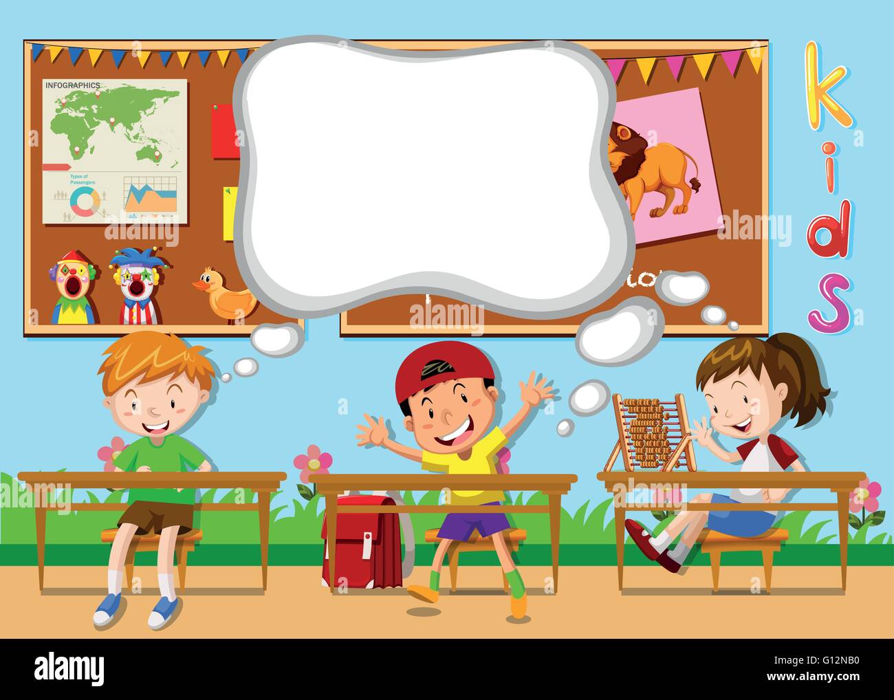 Children learning in the classroom illustration Stock Vector Image ...