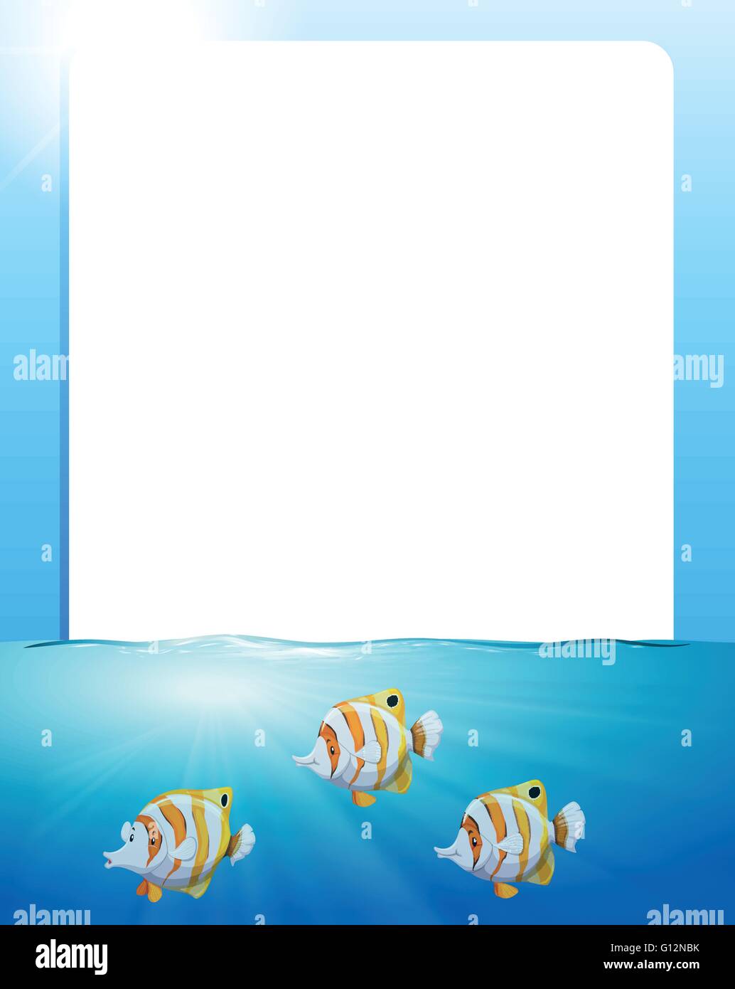 Border design with fish swimming illustration Stock Vector Image & Art ...
