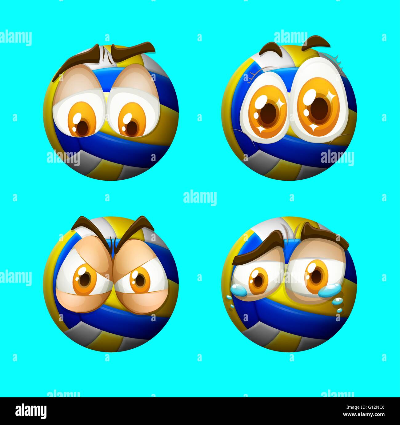 Volleyball with facial expressions illustration Stock Vector Image ...
