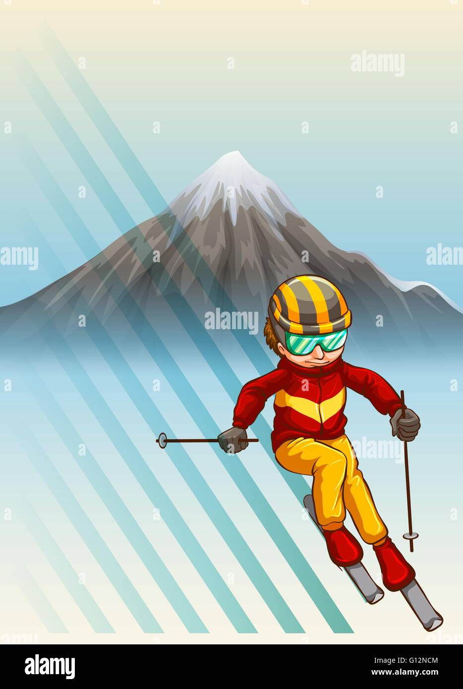 Man playing ski downhills illustration Stock Vector Image & Art - Alamy