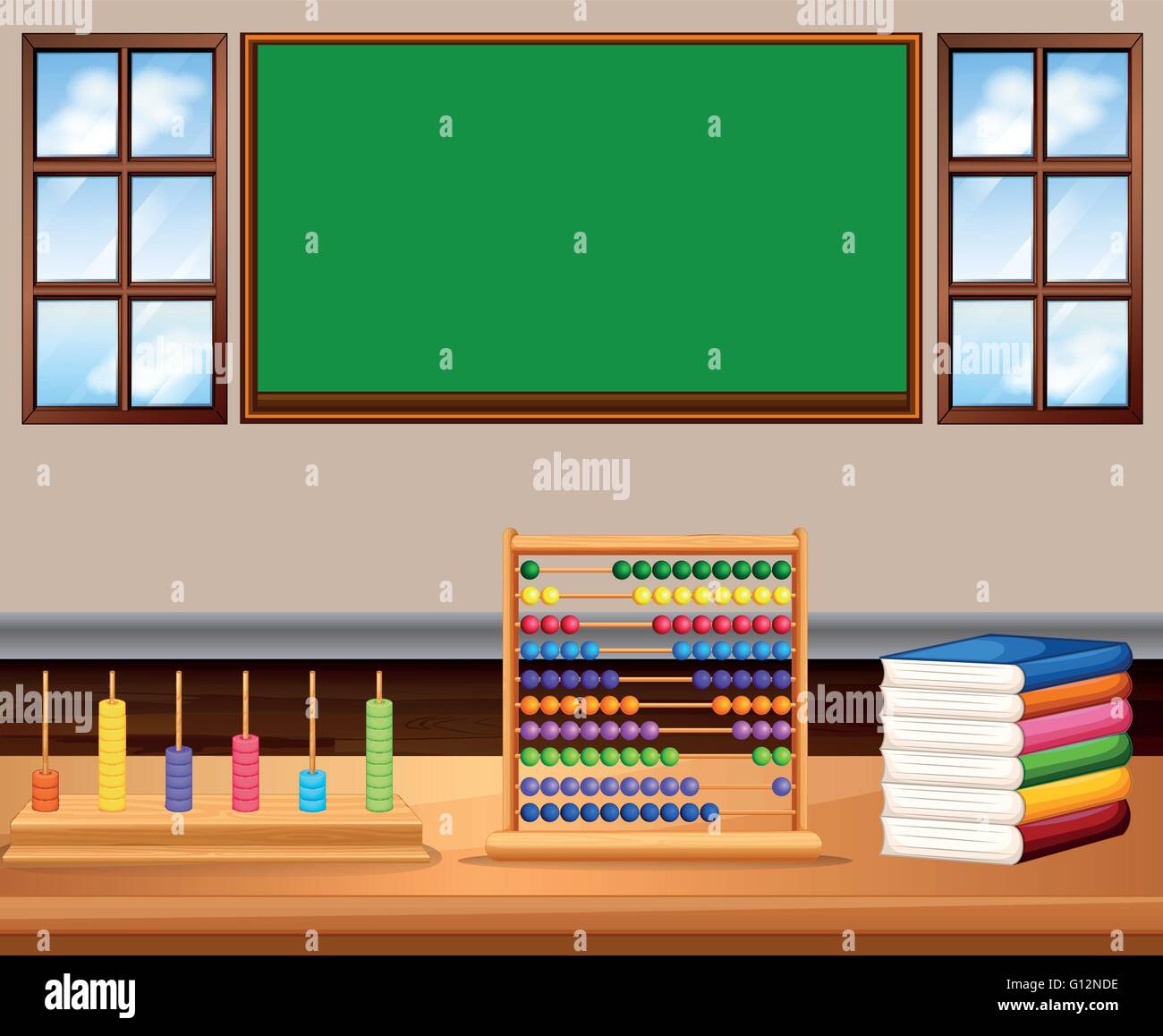 Classroom with board and books illustration Stock Vector Image & Art ...