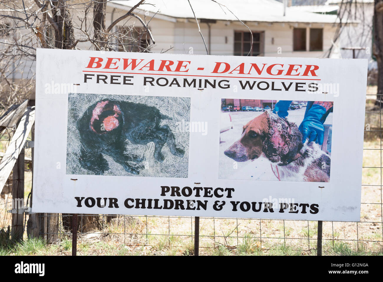 Anti-wolf billboard in Catron County, New Mexico Stock Photo - Alamy