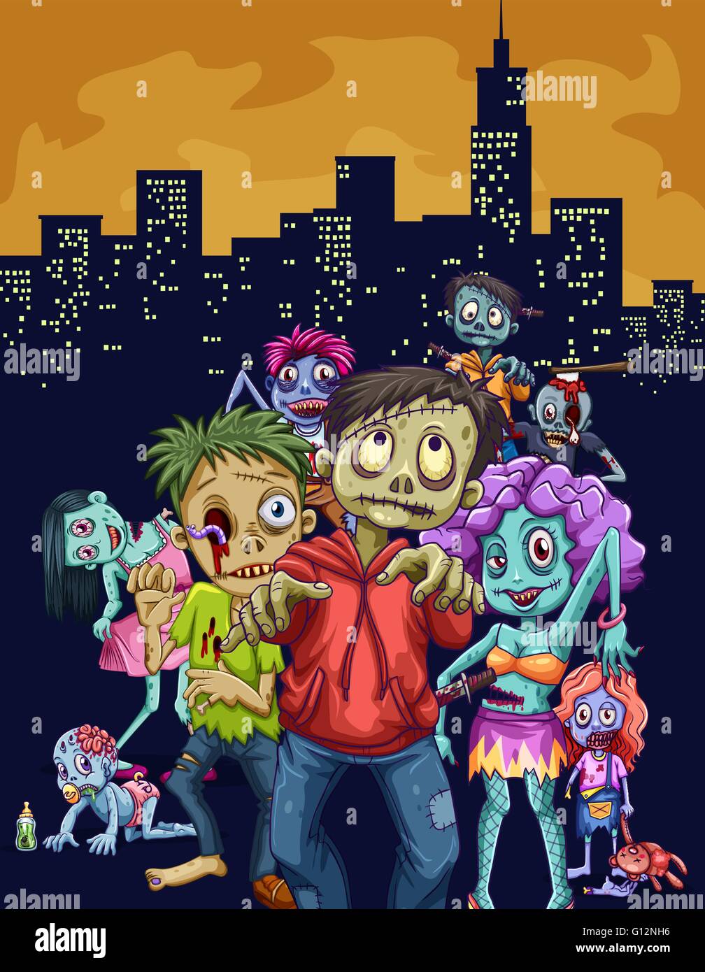 Zombies walking in the city illustration Stock Vector Image & Art - Alamy