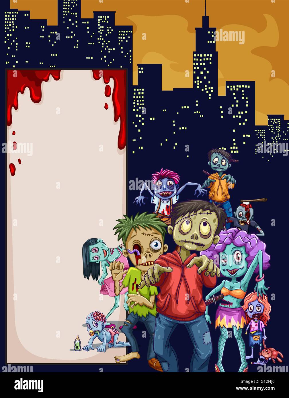 Zombies in the city illustration Stock Vector Image & Art - Alamy