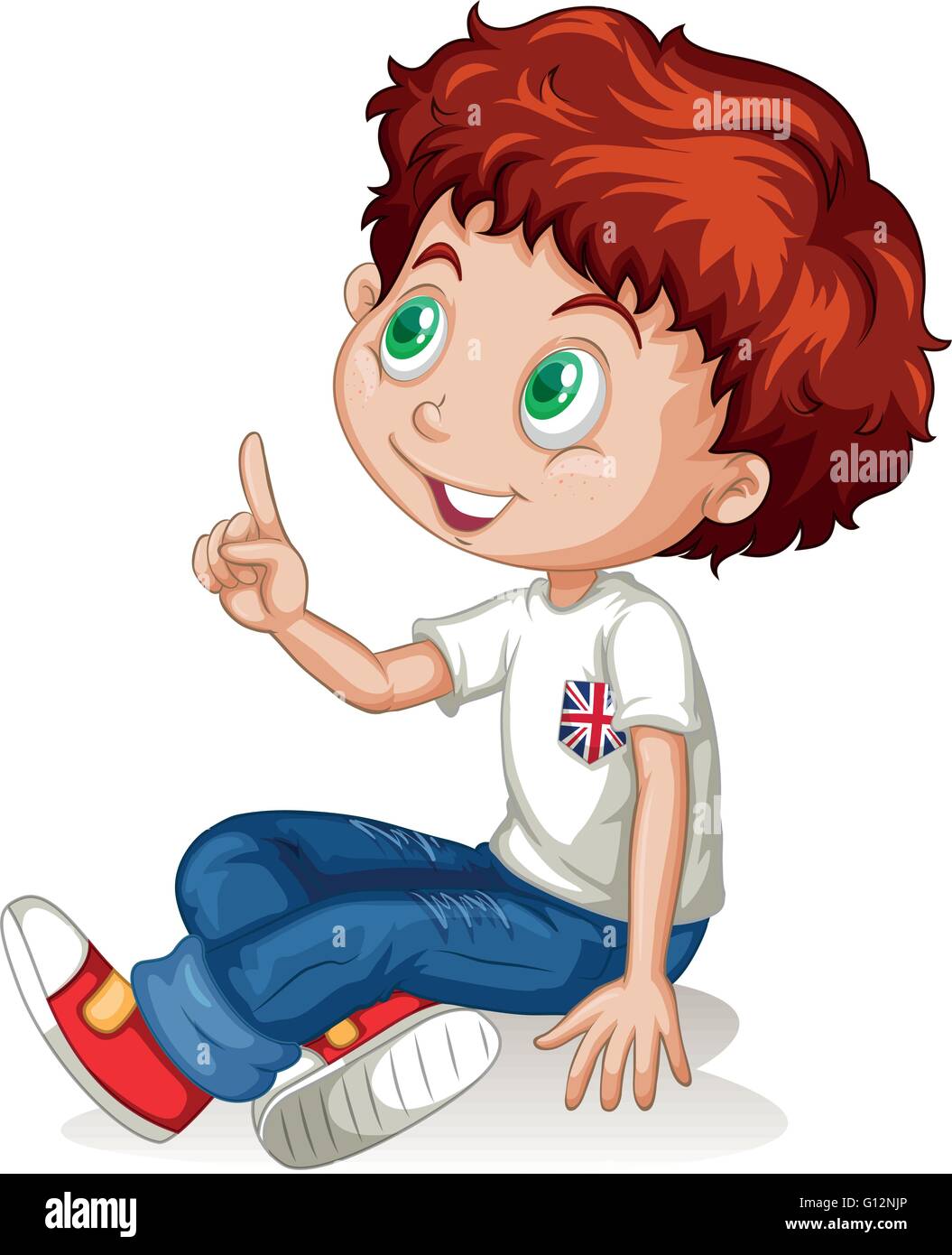 Cartoon Happy Boy Pointing Stock Vector Images - Alamy