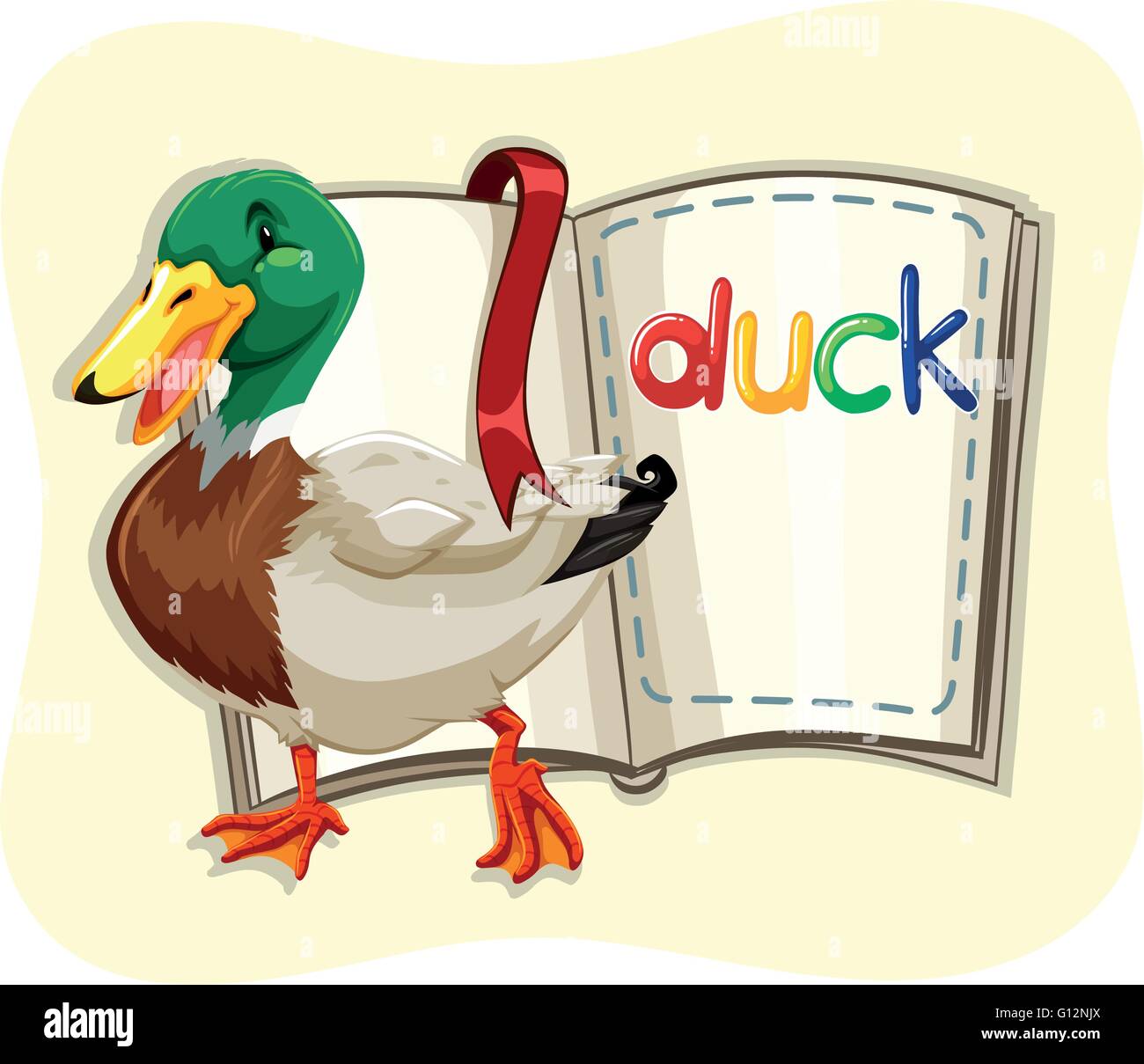 Little duck and a book illustration Stock Vector Image & Art - Alamy