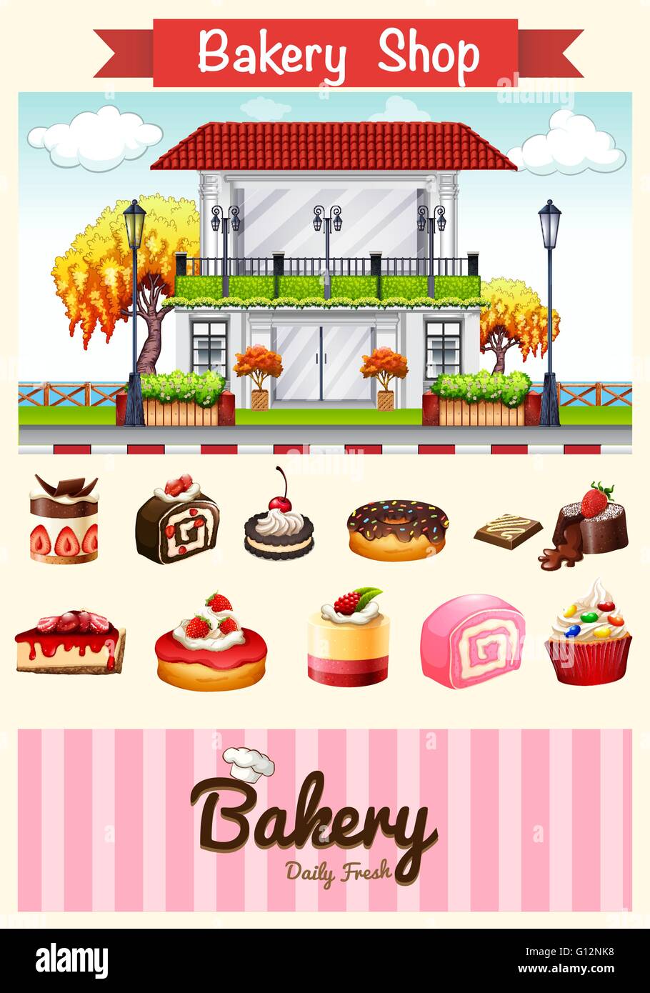 Bakery shop and desserts illustration Stock Vector Image & Art - Alamy