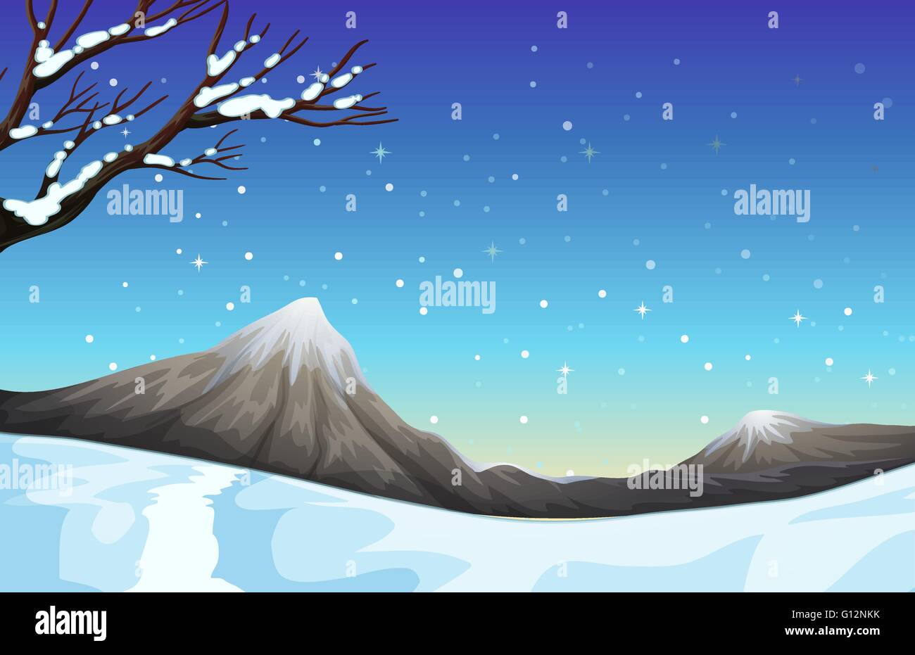 Nature scene during the snow time illustration Stock Vector Image & Art ...