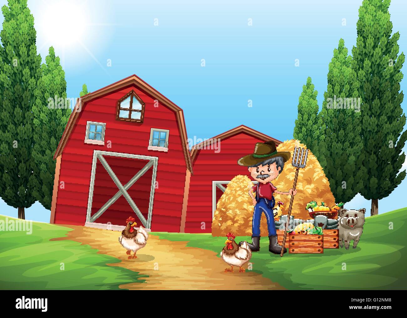 Working in farm Stock Vector Images - Alamy