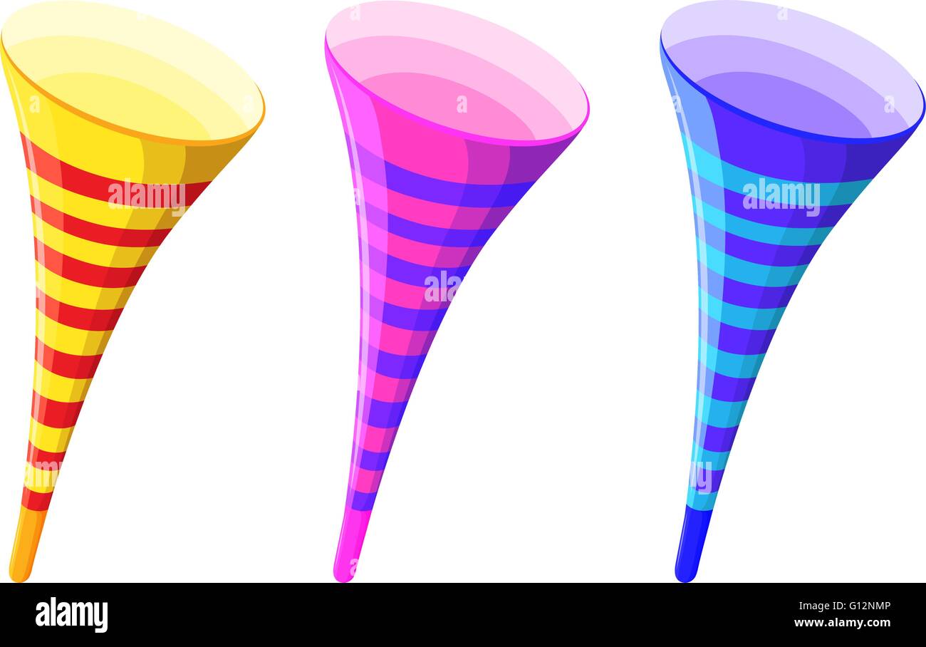 Party horns in different colors illustration Stock Vector Image & Art ...