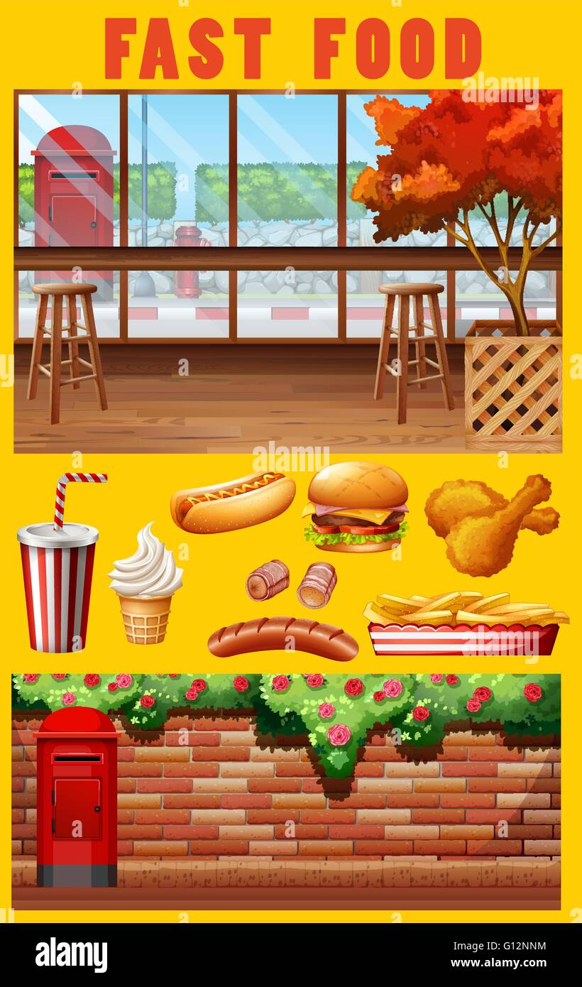 Fast food and restaurant illustration Stock Vector Image & Art - Alamy